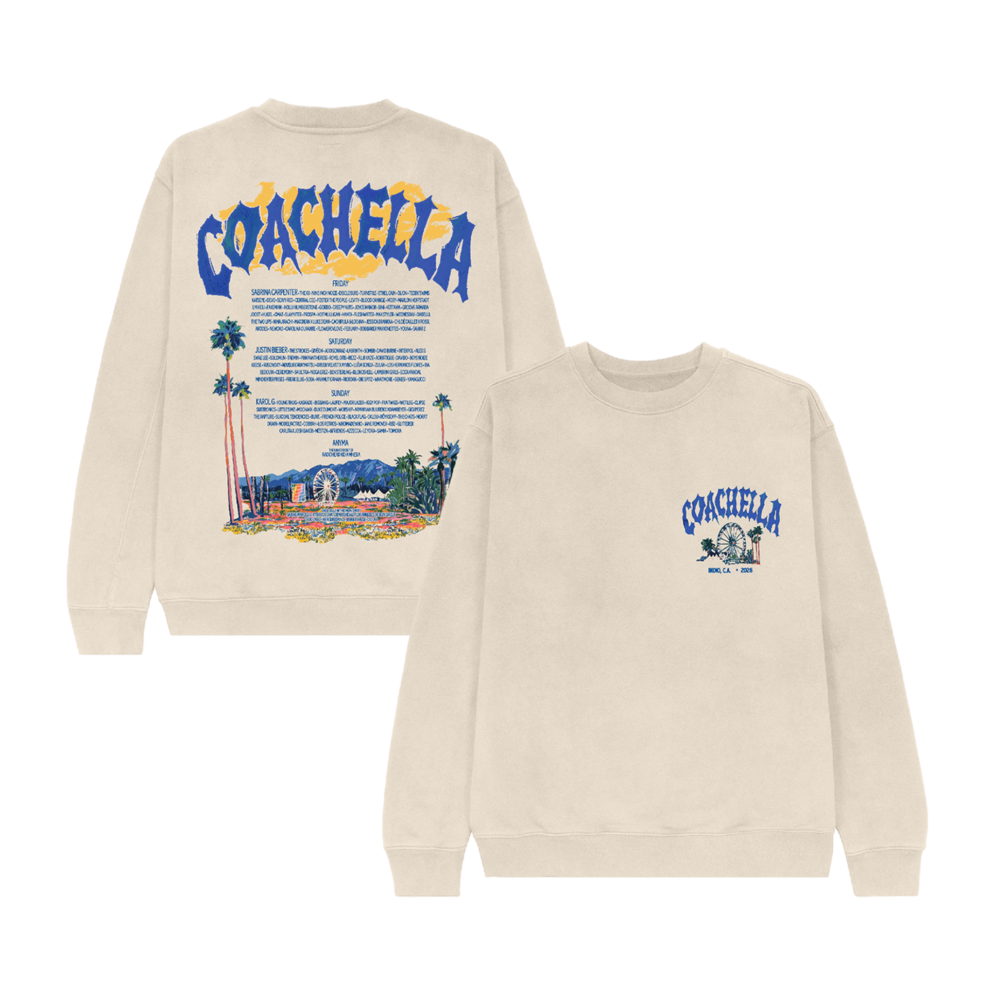 Coachella Pastels 2026 Lineup Sweatshirt – Coachella Store